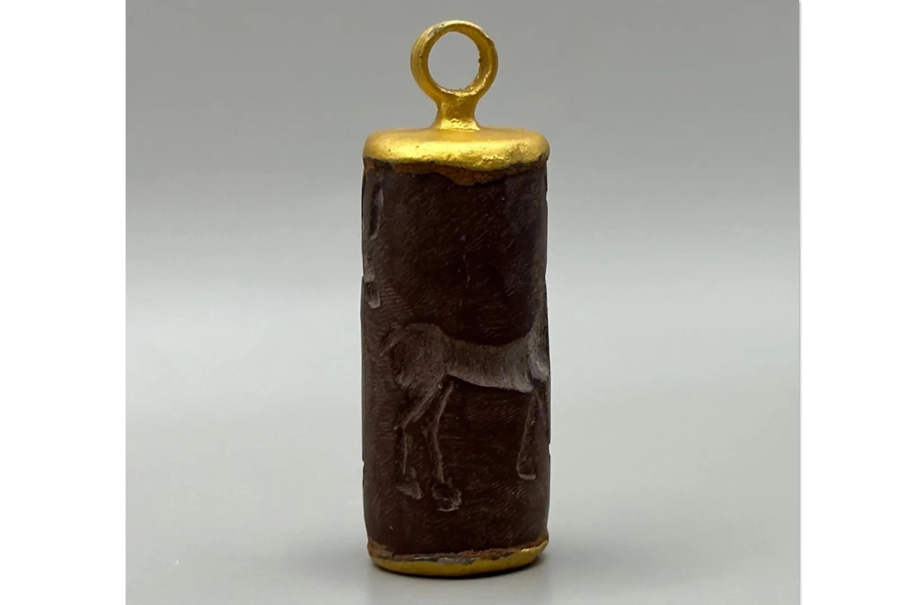 Very Old Ancient Near Eastern Cylinder Seal Intaglio Gold Gilded ...