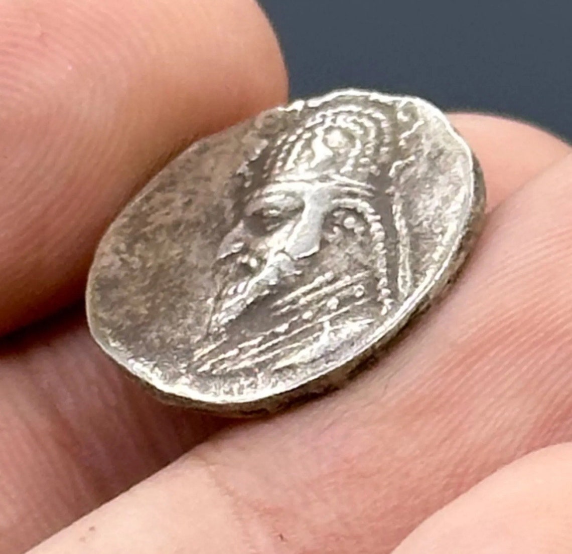 Very Old Ancient Parthian Empire King Face Solid Silver Coin E - Etsy
