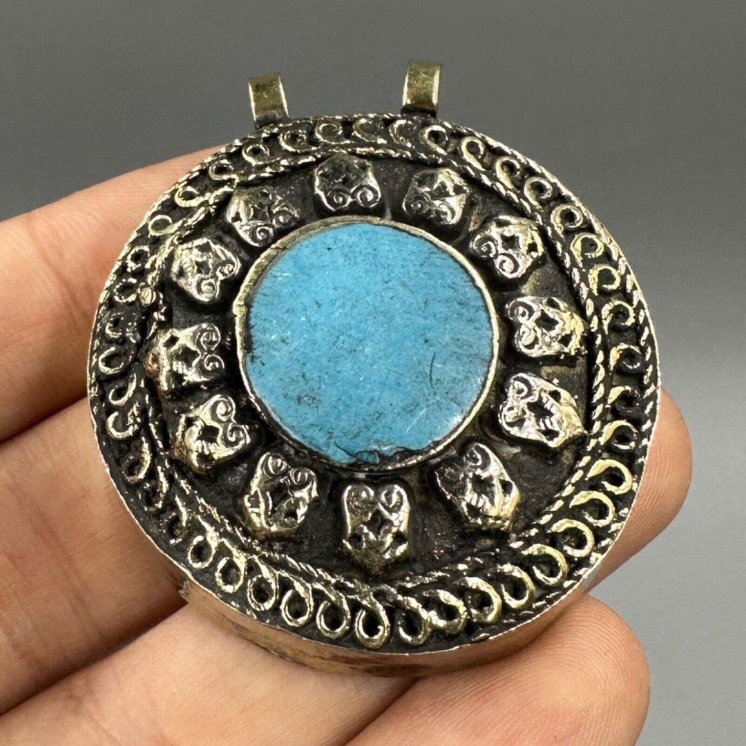 Very Old Ancient Roman Style Torquise Silver Plated Pendant - Etsy