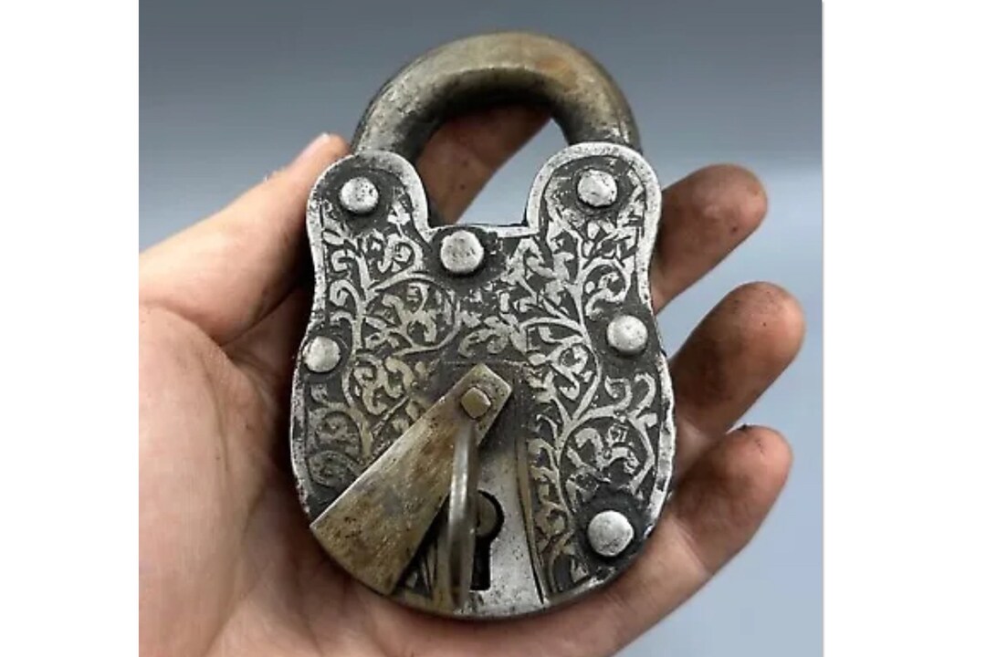 Very Old Ancient Islamic Civilization Iron Lock With Engravings - 17th ...
