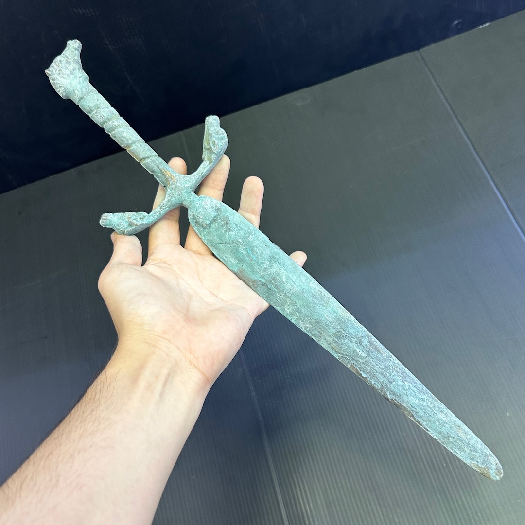 Unique Ancient Roman Bronze Military War Short Sword With Animal Handle ...
