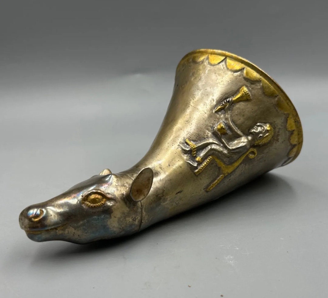 Ancient Hellenistic Greek Silver Rhyton Terminating in Forepart of a ...