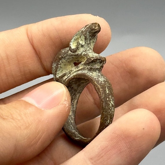 2000+ Years Old Ancient Roman Bronze Ram Ring - Gem