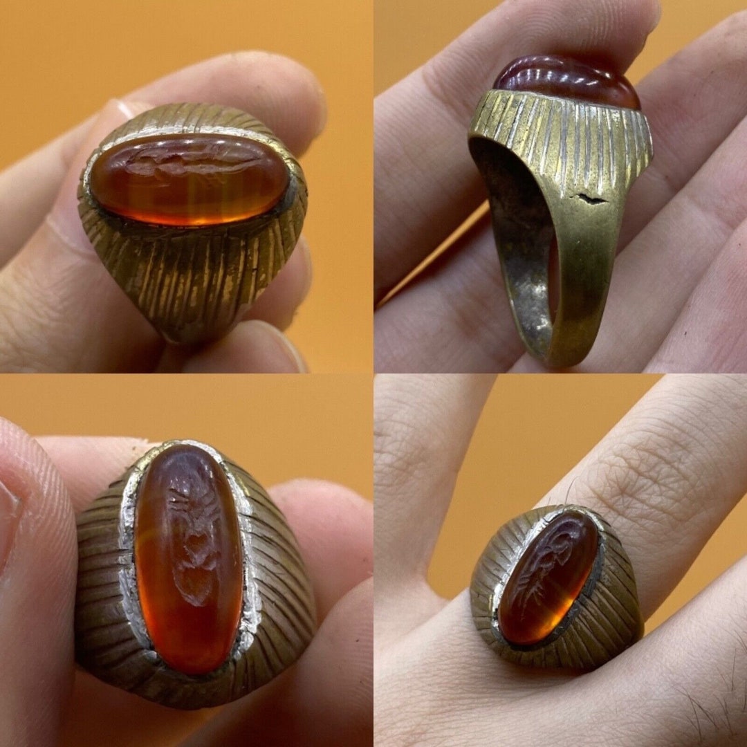 Stunning Roman Empire Rare Red Agate Intaglio ANCIENT BRONZE RING - Etsy