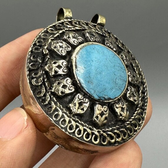 Very Old Ancient Roman Style Torquise Silver Plated P… - Gem