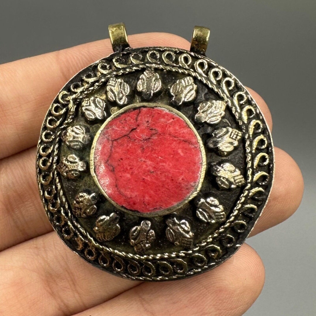 Ancient Roman Medieval Coral Silver Plated Pendant - Etsy