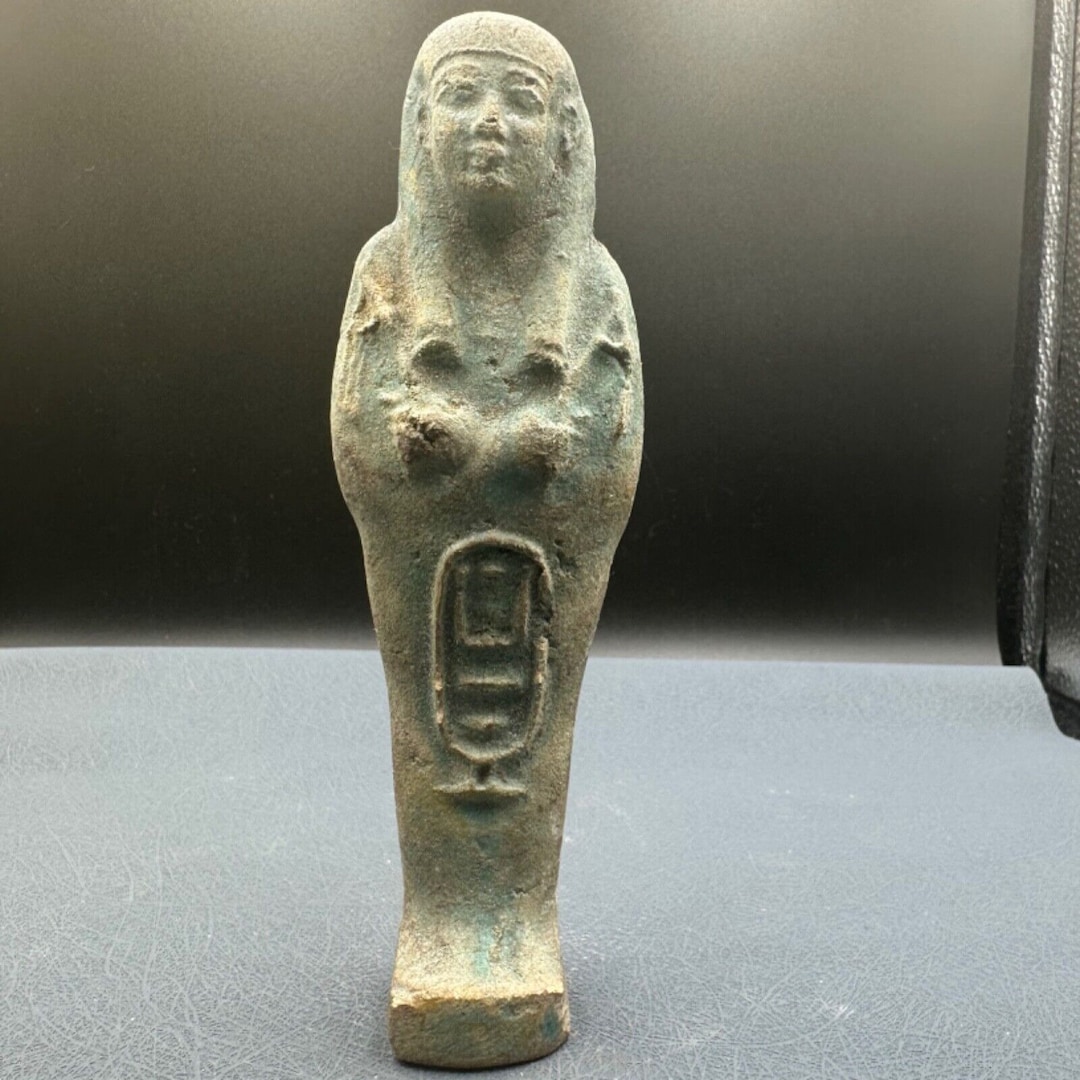 Pristine Ancient Egyptian Faience Ushabi Shabti Figure With Symbol of ...