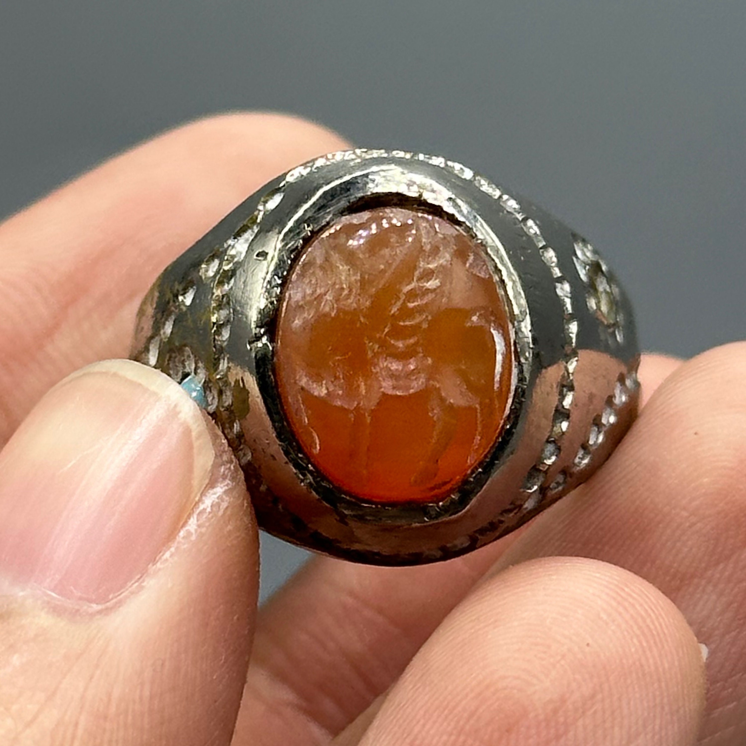 Ancient Roman Ring With Pegasus Winged Horse Intaglio - Cleaned ...