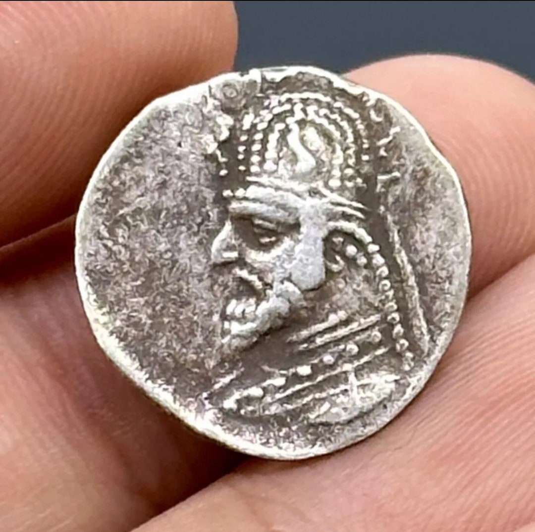 Very Old Ancient Parthian Empire King Face Solid Silver Coin E - Etsy