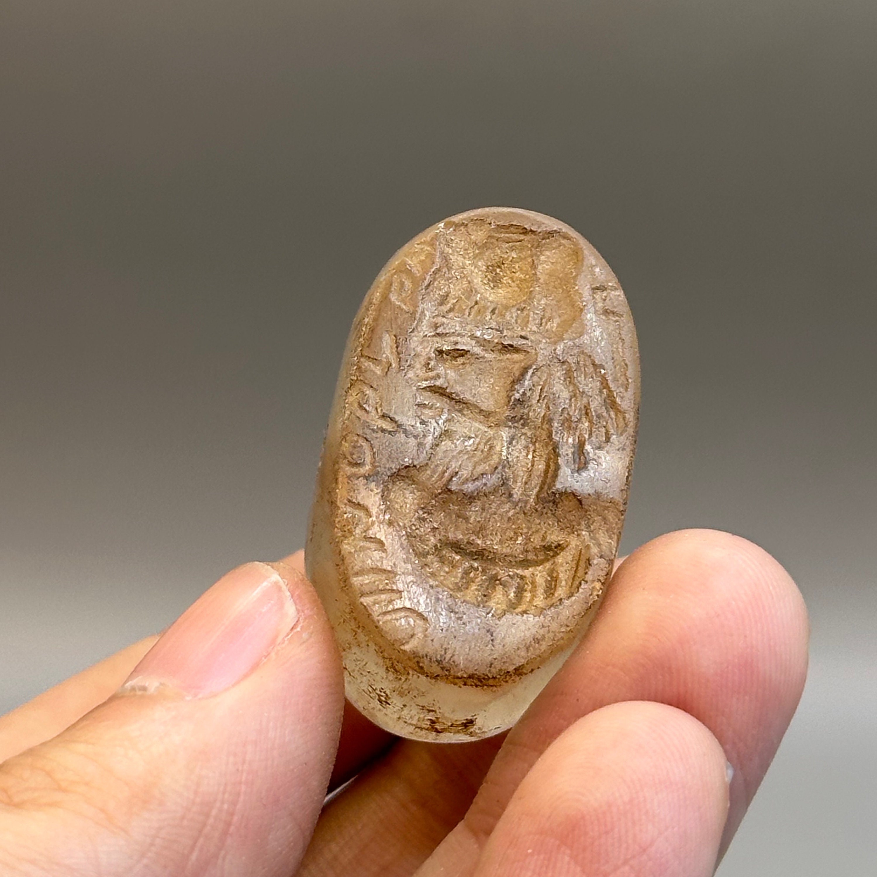 Rare Ancient Roman King Intaglio With Inscription on Crystal Bead E - Etsy