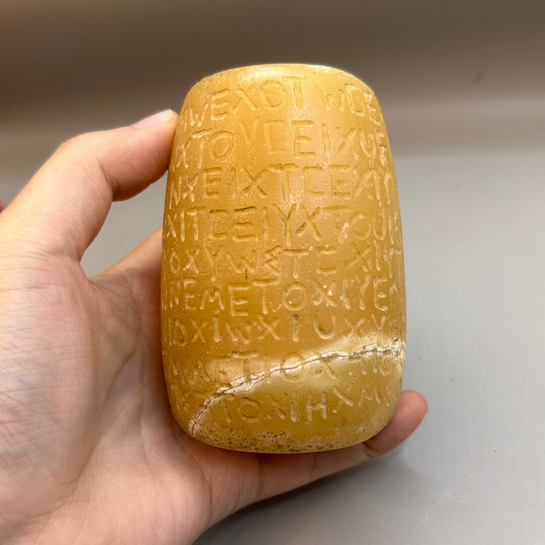 Ancient Greek Alabaster Stone Pillar With Greek Writing Inscription - Etsy