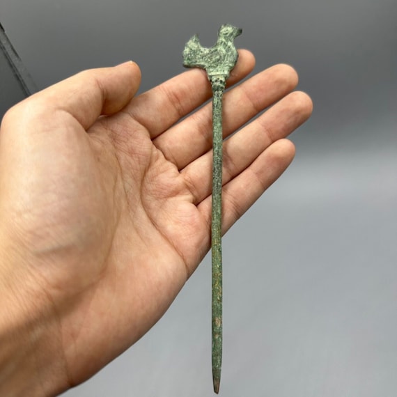 Museum Quality Ancient Roman Bronze Hair Pin With Rar… - Gem