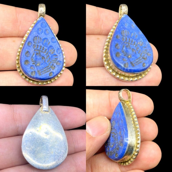 The king of ancient Roman intaglio on lapis stone sil… - Gem