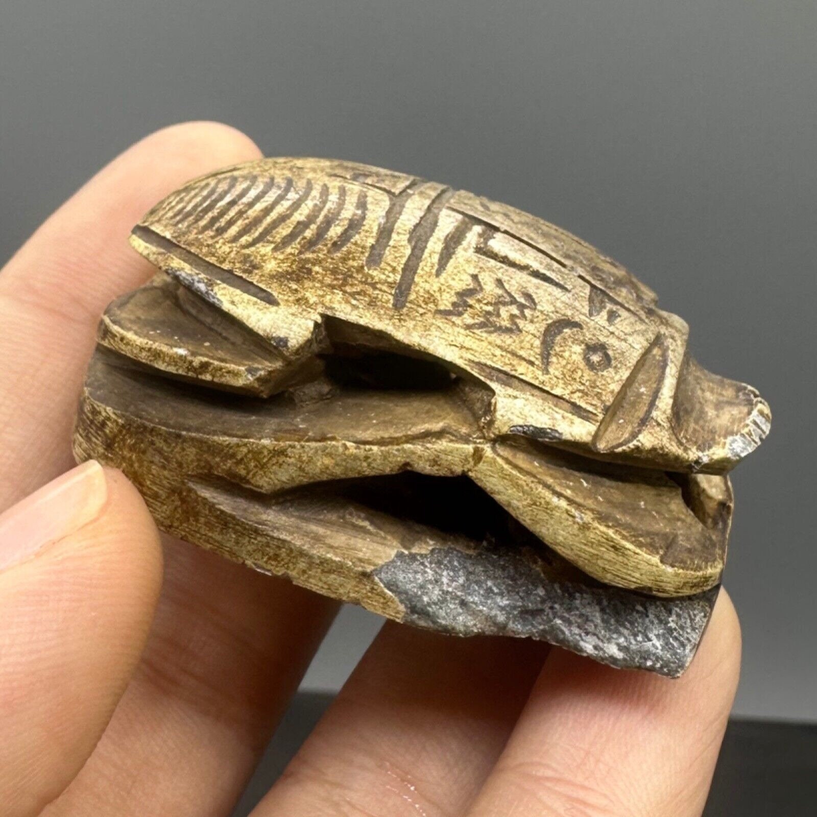 Genuine Ancient Egyptian Insect Stone Scarab With Carved Writing and ...