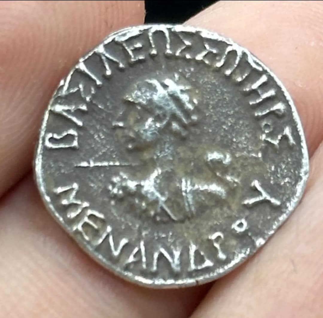 Ancient Bactrian King Menander I Solid Silver Coin in Good Condition E ...