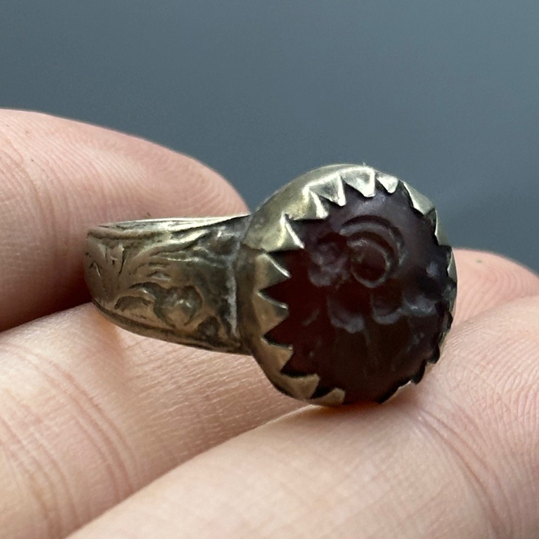 Stunning Ancient Roman Ram Intaglio Agate Brass Old Ring - Etsy