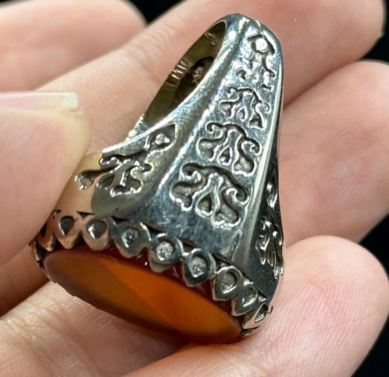 Stunning Unique Silver Coated Ring With Natural Agate Stone E - Etsy