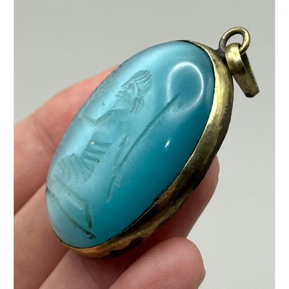 Very Unique Ancient Roman Rare Blue Stone King Intagl… - Gem