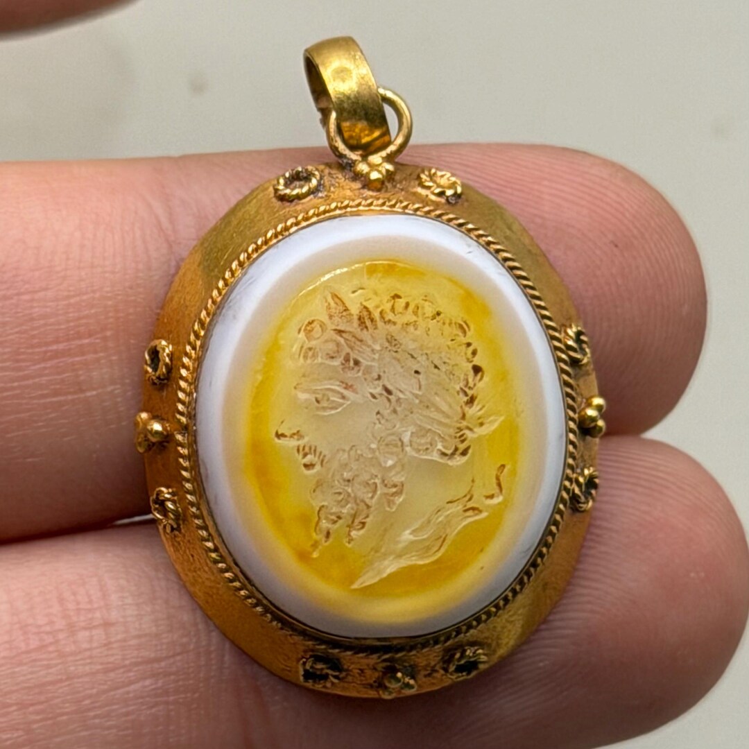Ancient Roman High Carat Gold Emperor Intaglio Pendant - Etsy