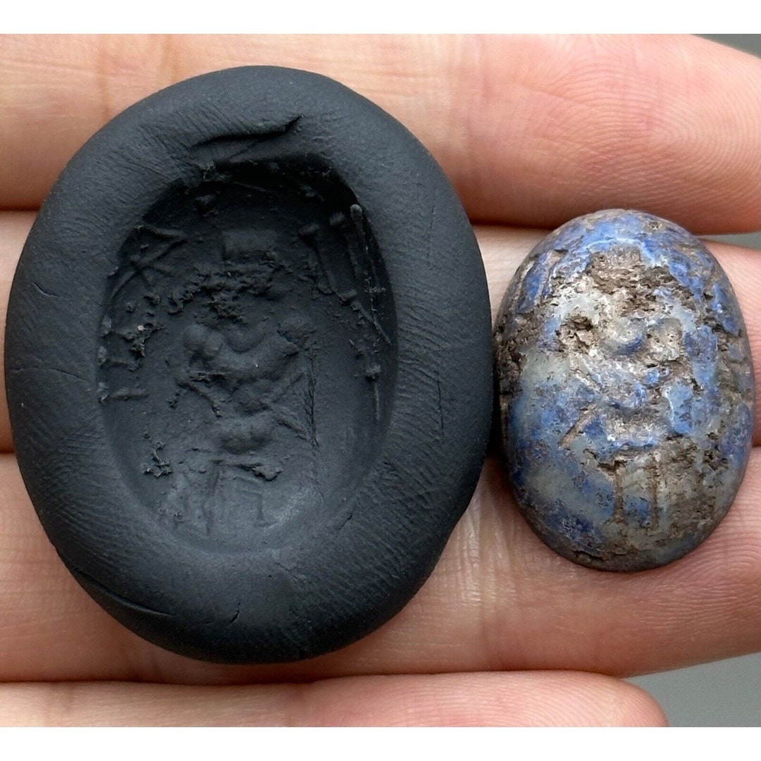 Ancient Roman Emperor Intaglio on Lapis Cabochon - Early 1st Century A ...
