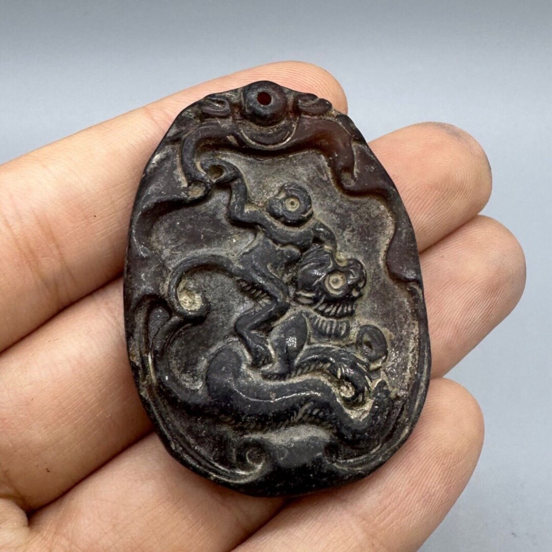 Ancient Chinese Agate Stone Monkey Riding Dragon Amulet #456 - Etsy