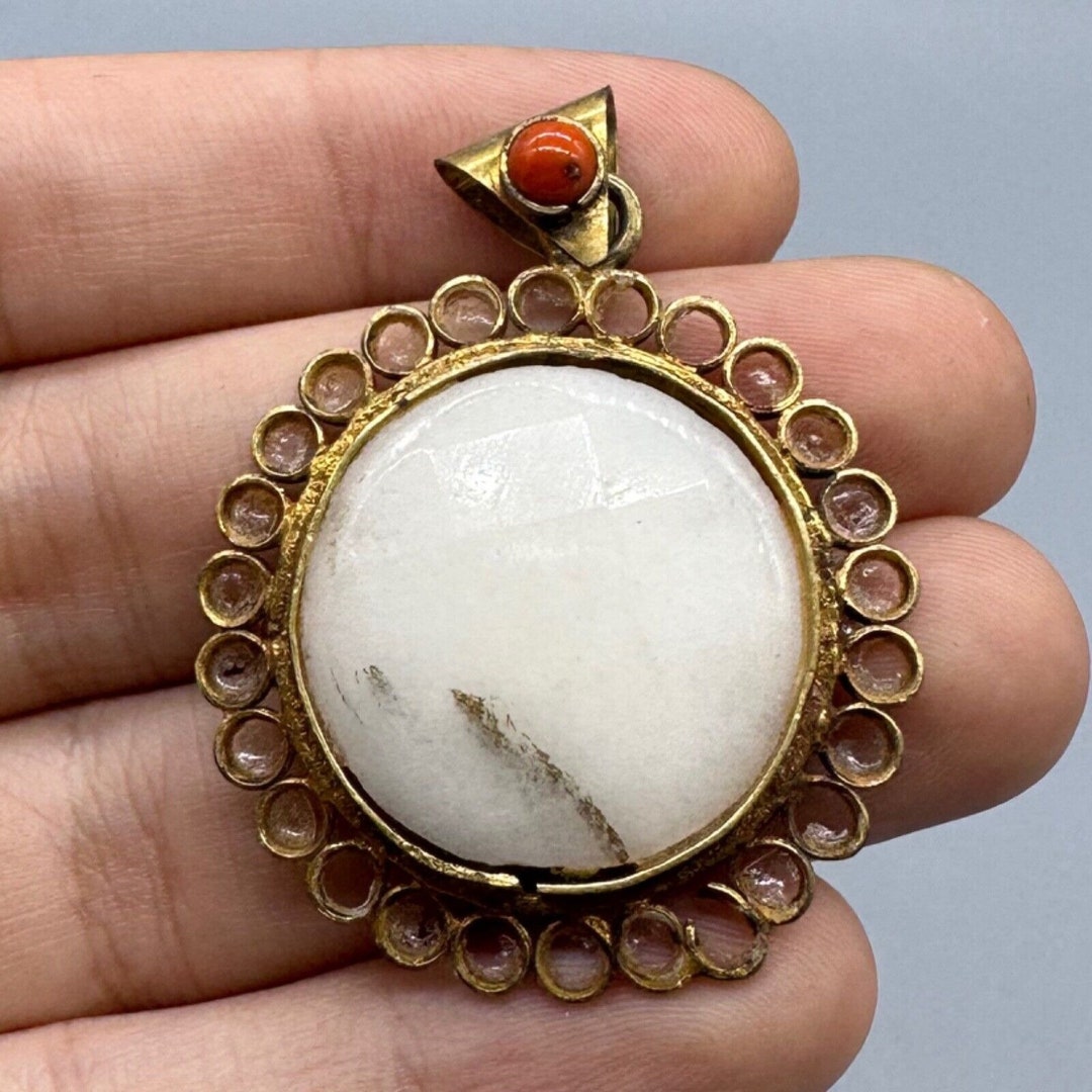Unique Lovely Ancient Roman Gold Plated Pendant With Unique Gem Stone ...