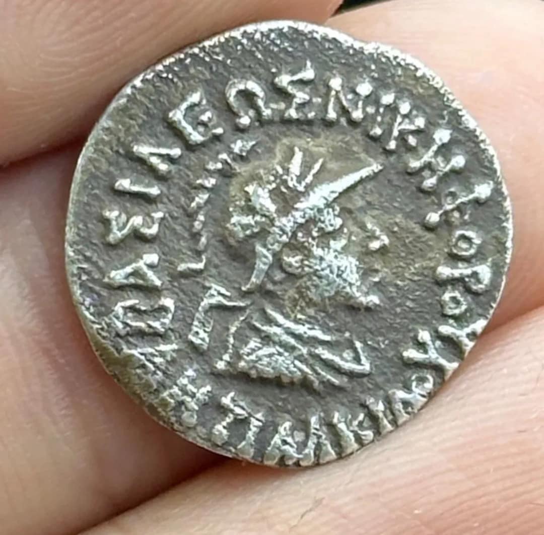 Ancient Bactrian Kingdom King's Head Solid Silver Coin in Good ...