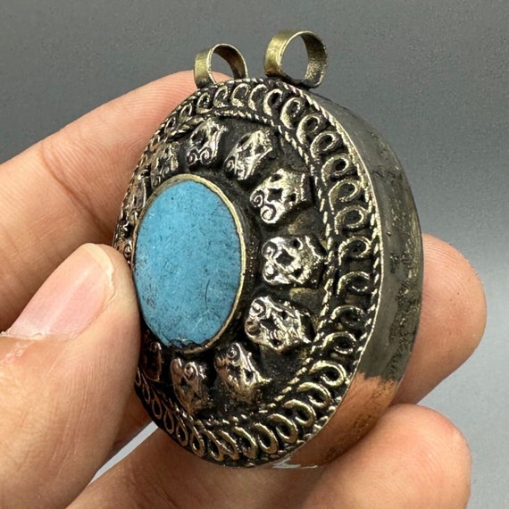 Very Old Ancient Roman Style Torquise Silver Plated P… - Gem