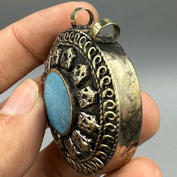 Very Old Ancient Roman Style Torquise Silver Plated P… - Gem
