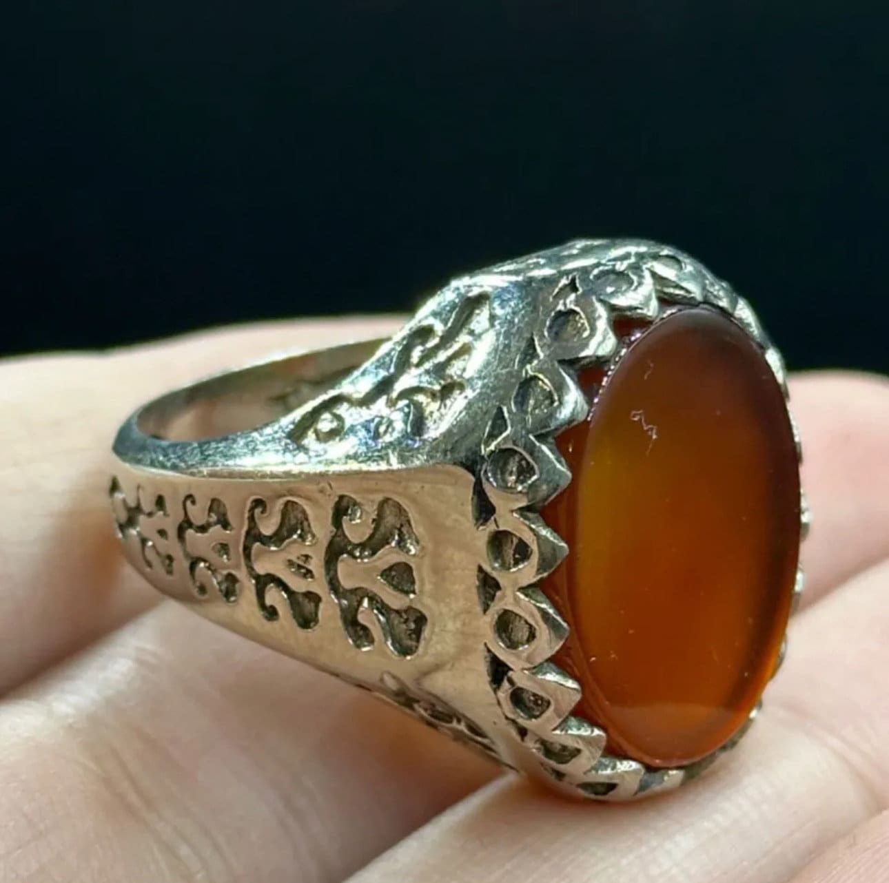 Stunning Unique Silver Coated Ring With Natural Agate Stone E - Etsy