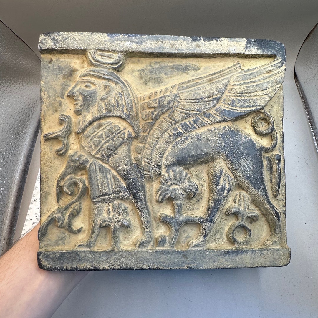Museum Quality Ancient Near Eastern Stone Tablet With Winged Anunaki ...