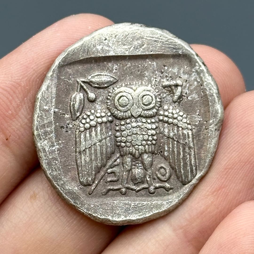 Large Ancient Greek Athens Athena Legionary Owl Silver Coin - Etsy