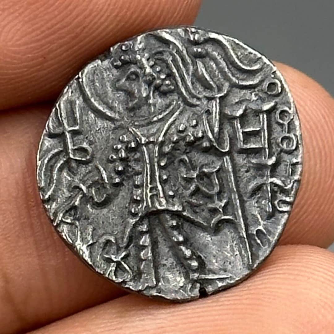 Very Rare Ancient Kushan Empire Shaka Solid Silver Coin - Circa 325-345 ...