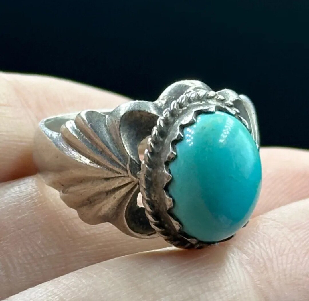 Unique Vintage Ancient Roman Torquise Solid Silver Vintage Ring E - Etsy
