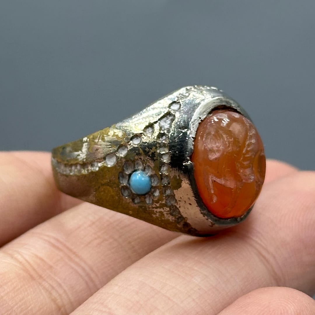 Ancient Roman Ring With Pegasus Winged Horse Intaglio - Cleaned ...