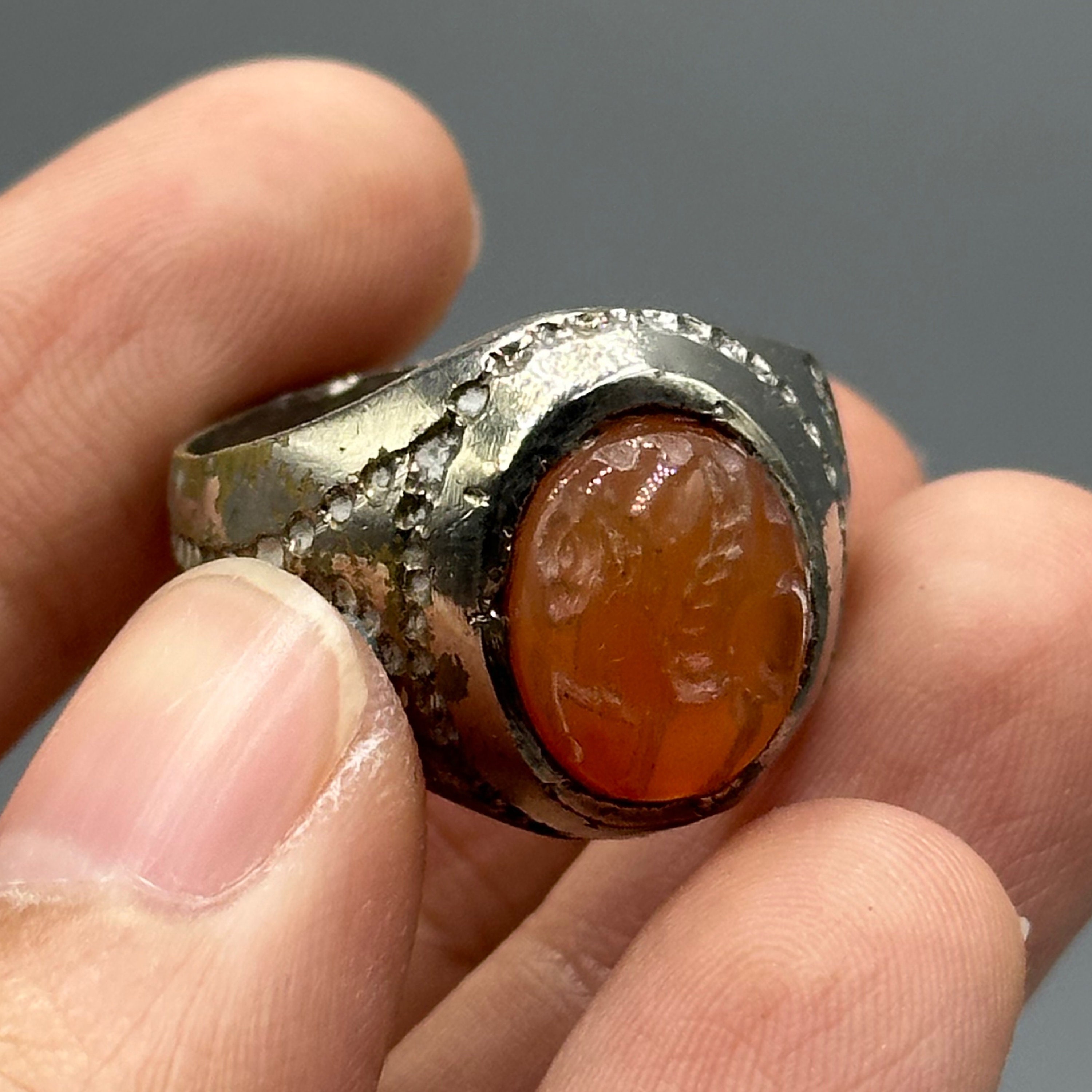 Ancient Roman Ring With Pegasus Winged Horse Intaglio - Cleaned ...