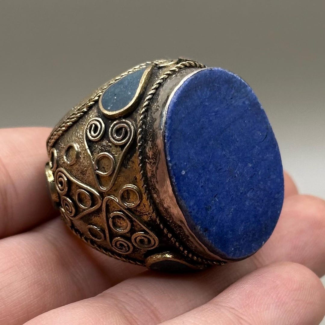 Beautiful Ancient Medieval Bras Ring With Natural Stone Insert - Etsy