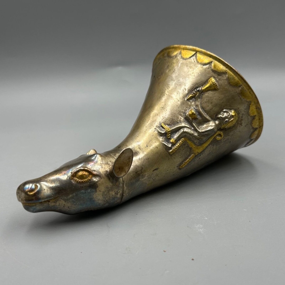 Ancient Hellenistic Greek Silver Rhyton Terminating in Forepart of a ...