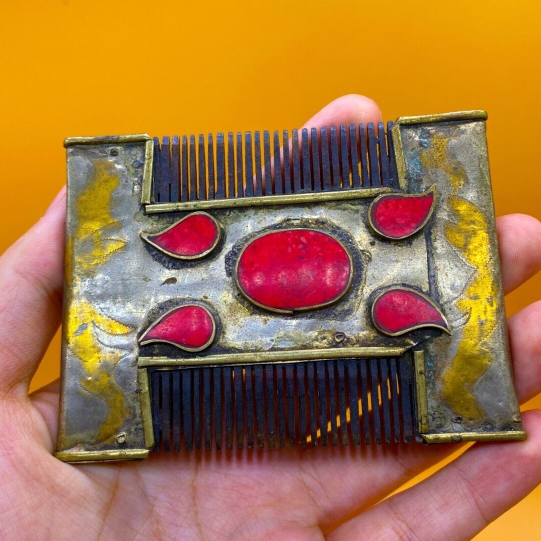 Rare Ancient Roman Silver Plated Gold Gilding Hair Comb WITH CORAL 200 ...