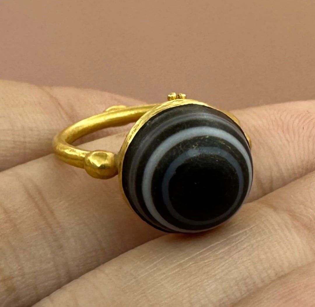 Stunning Rare Ancient Roman Solid 18k Gold Ring With Agate Talisman ...