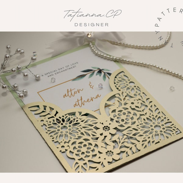 Lace Wedding Invitation Template Etsy