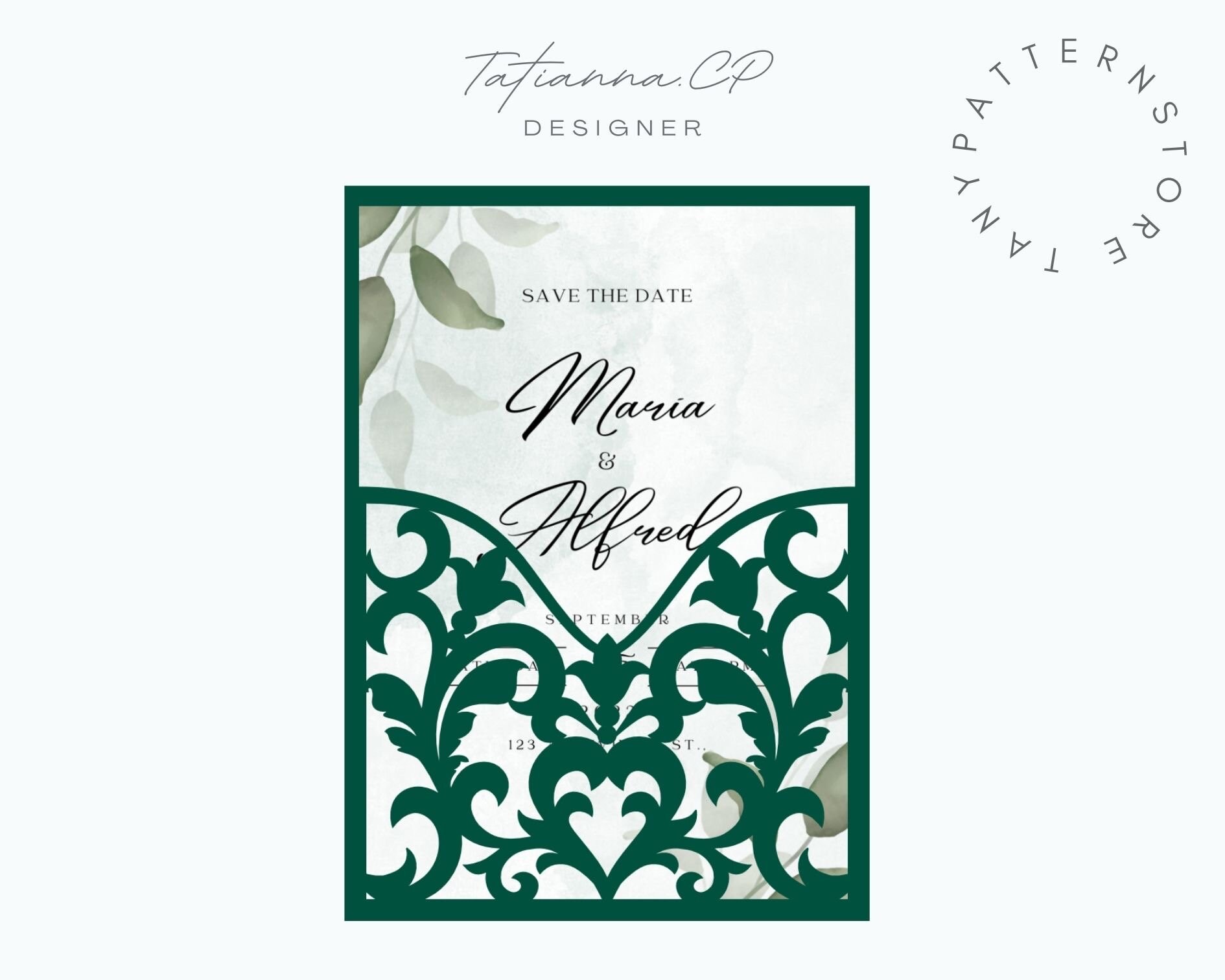 Elegant Pocket Wedding Invitation SVG Laser Cut Template (digital ...