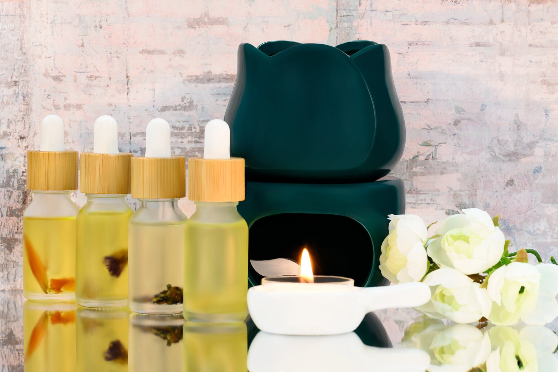 Green and Blue Ceramic Oil Diffuser, Essential Oil Burner for the Home ...