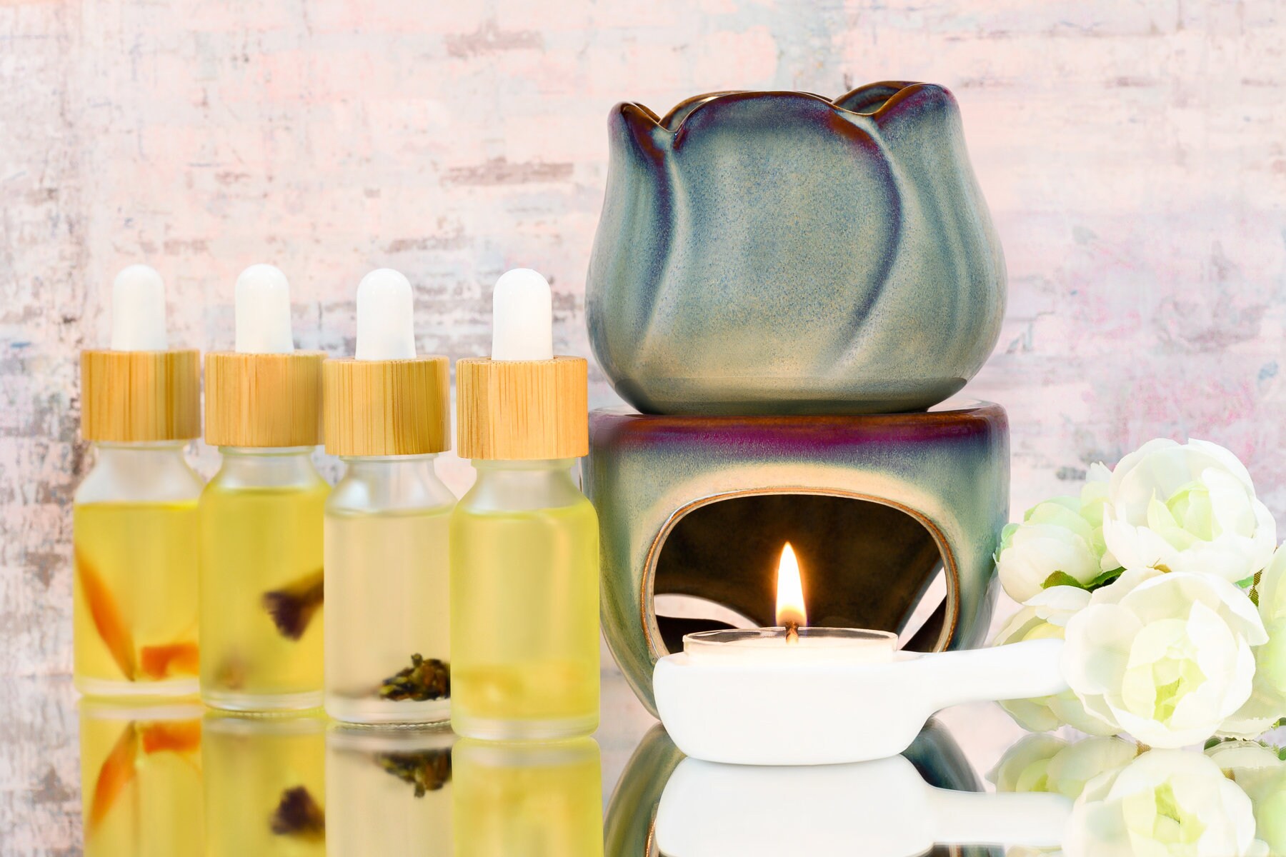 Green and Blue Ceramic Oil Diffuser, Essential Oil Burner for the Home ...