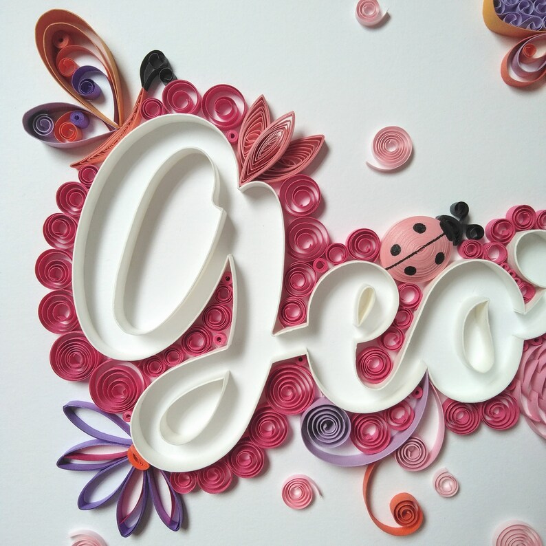Full Name Personalised With Paper Quilling Technique, Wall Decor ...