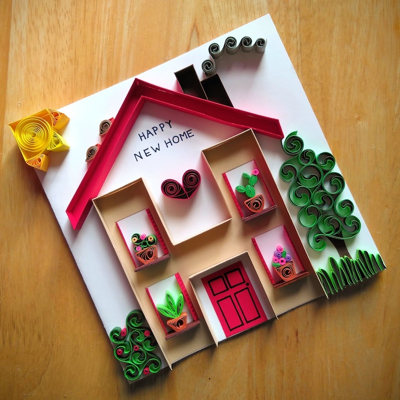 Paper Quilling Happy New Home Card, Housewarming Gift, Home Decor, Wall ...