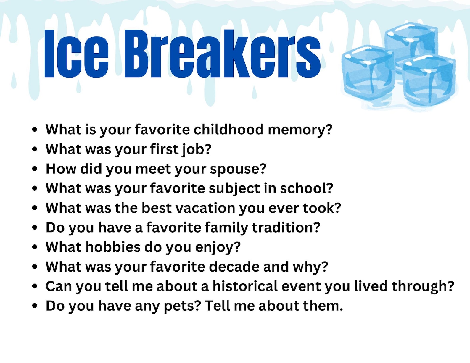 100 Ice Breakers|activity Director Resources|assisted Living Games ...