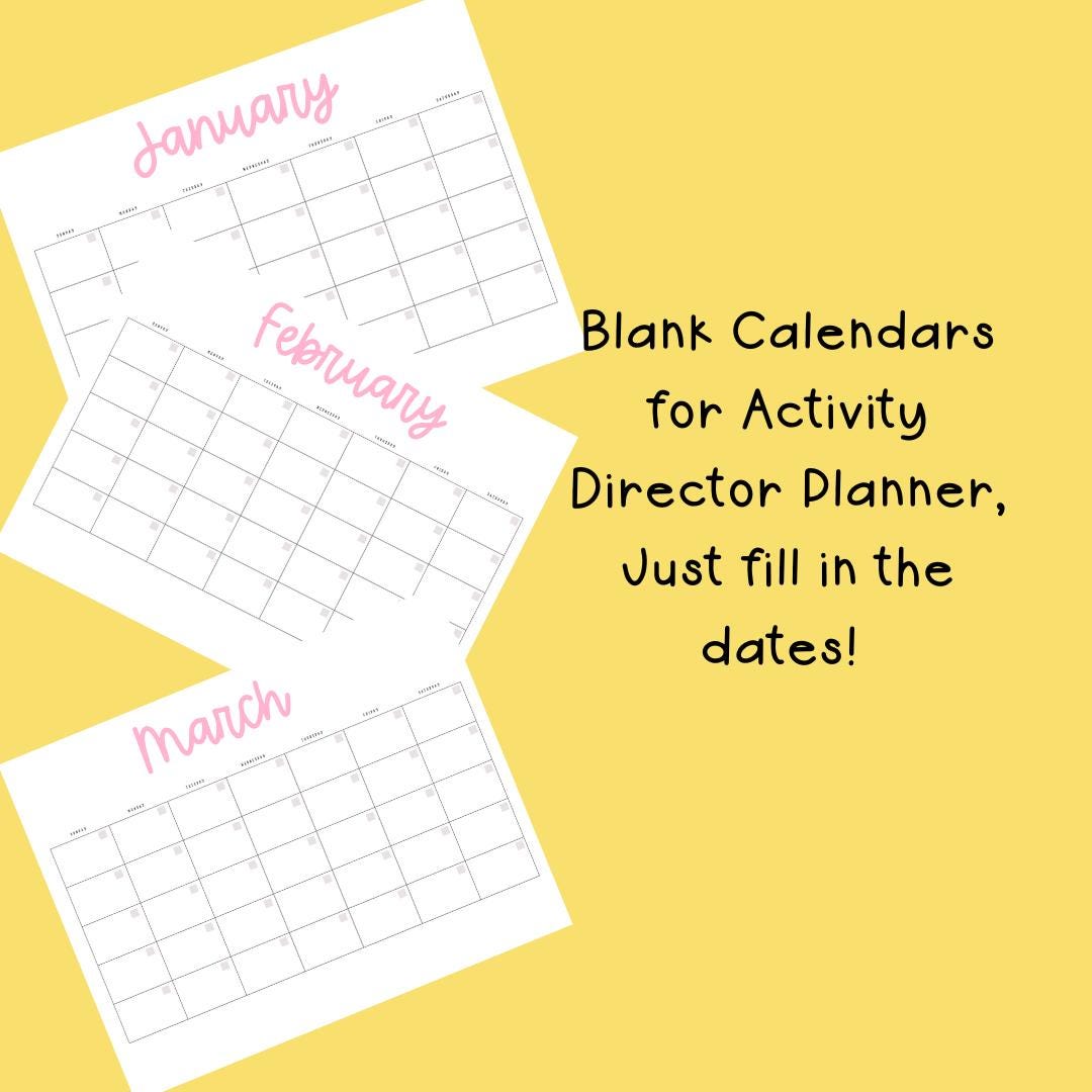 Blank Calendar Pages for Activity Director Planner - Etsy