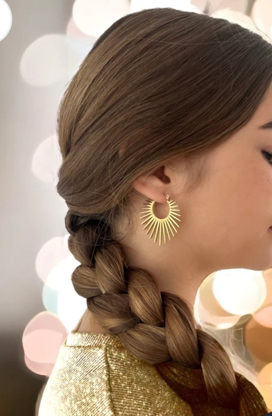 Stainless Steel Sunburst Gold Color Earrings/spike Hoop Earrings/best ...