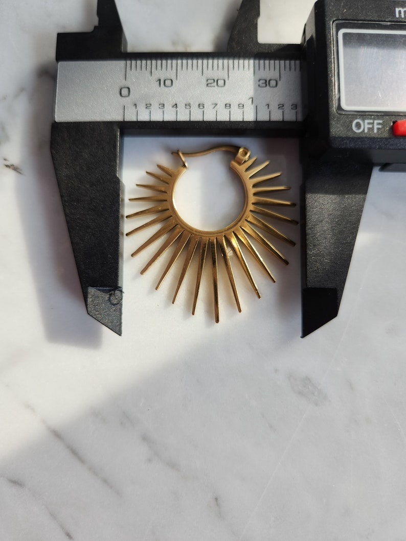 Stainless Steel Sunburst Gold Color Earrings/spike Hoop Earrings/best ...